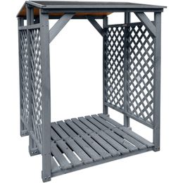Promadino Kaminholzregal besonders robust, bietet gen&uuml;gend Stauraum f&uuml;r 3 Reihen Holzscheite grau Holzwerkstoff, Metall B/H/T: 120cm x 148cm x 118cm