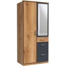 wimex Kleiderschrank &raquo;Click&laquo; mit Spiegel grau B/H/T: 90cm x 199cm x 58cm, T&uuml;ren: 2 Stk.