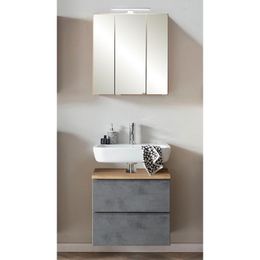 Welltime Badm&ouml;bel-Set &raquo;S&ouml;lden&laquo; 2 Stk. tlg. grau MDF B/H/T: 60cmcm x 200cmcm x 35cmcm