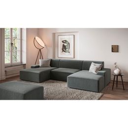 Trendmanufaktur Hocker &raquo;Wien, XXL Polsterhocker, passende Erg&auml;nzung zur Serie&laquo; in trendigem Cordstoff, gro&szlig;z&uuml;ge Breite von 112 cm grau 95%Polyester, 5
