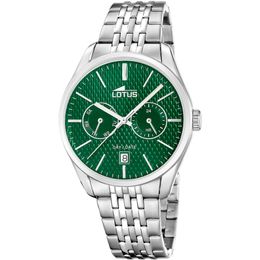 Lotus Herren Multifunktionsuhr &raquo;Multifuncion&laquo; Quarzuhr, Armbanduhr, Herrenuhr, Edelstahlarmband, analog, Tag gr&uuml;n Einheitsgr&ouml;&szlig;e