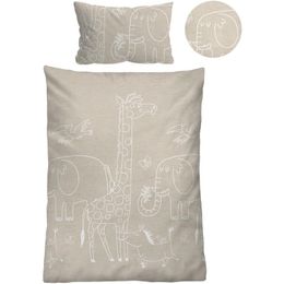 Biberna Kinderbettw&auml;sche &raquo;0840520&laquo; 2 Stk. kuschelig warm, samtweich, Melange, 100% Baumwolle, made in Germany grau Flanell, Obermaterial: 100% Baumwolle B/L: 