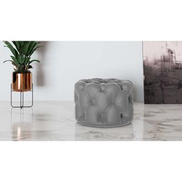 Home Affaire Hocker &raquo;FOLLINA&laquo; Polsterhocker mit klassischer Chesterfield-Knopfheftung grau 100% Polyester B/H/T: 60cm x 39cm x 60cm, Samtvelours, 