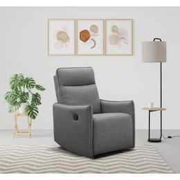 Relaxsessel &raquo;Lugo, TV-Sessel, Sessel Wohnzimmer mit Schlaffunktion,&laquo; Loungesessel mit manueller Relaxfunktion grau 100% Polyester Webstoff, B/H/T: 
