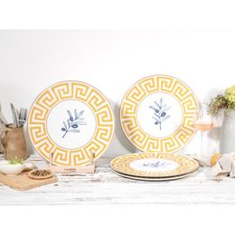 Creatable Pizzateller &raquo;Gourmet Athena, Teller Set, 4-tlg.&laquo; Griechische Eleganz, Vielseitig einsetzbar gelb Porzellan 32cm