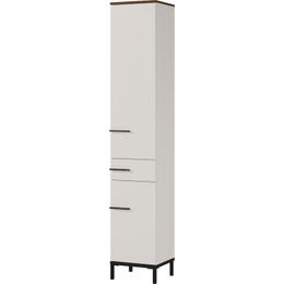 Germania Hochschrank &raquo;Yonkers&laquo; Hochwertige ABS-Kanten, Steggriffe und hohe F&uuml;&szlig;e, T&uuml;rd&auml;mpfung braun Kaschmir/Nussbaum-Nachbildung, B/H/T: 34cm x 190cm 