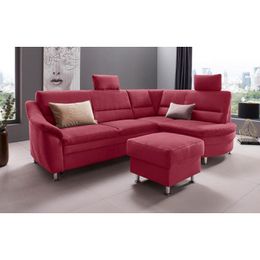OTTO home Ecksofa &raquo;Cardoso L-Form&laquo; Federkern, wahlweise mit Bett, Schubkasten rot Struktur impr&auml;gniert (100% Polyester);Luxus-Microfaser ALTARA NUBUCK