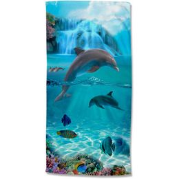 Good Morning Strandtuch &raquo;Will&laquo; 100% Mikrofaser, 75x150, Schnelltrocknend, Kind, Delfin, Meer, Blau blau Microfaser, Obermaterial: 100% Polyester B/L: 