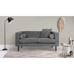 Home Affaire 2-Sitzer &raquo;Lillibeth Designsofa mit Wellenunterfederung, Ma&szlig;e B/T/H: 155/74/83 cm&laquo; Zierkissen als Wendekissen, in Samtoptik oder Cord grau