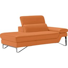 Egoitaliano Ottomane &raquo;Princess, elegantes Designsofa mit erstklassigem Sitzkomfort,&laquo; inkl. verstellbarem Kopfteil und edle Designmetallf&uuml;&szlig;e orange Leder &raquo;BULL&laquo; (