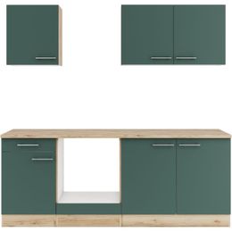 Optifit K&uuml;che &raquo;Bella&laquo; Breite 210 cm, wahlweise mit E-Ger&auml;ten gr&uuml;n B/H/T: 210cm x 60cm, ohne E-Ger&auml;te
