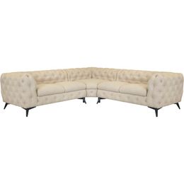 Home Affaire Chesterfield-Sofa &raquo;Ecksofa GLYNIS L-Form mit Wellenunterfederung, Ma&szlig;e B/T/H 264/264/75cm&laquo; aufw&auml;ndige Knopfheftung, moderne Chesterfield 