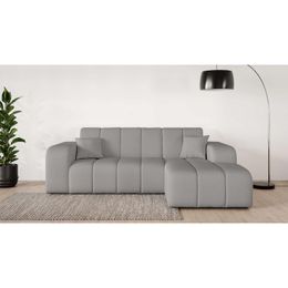 OTTO home Ecksofa &raquo;CASSY L-Form, Schlafsofa mit Bettkasten, Ma&szlig;e B/T/H: 245/165/88 cm&laquo; mit 2 R&uuml;ckenkissen, Recamiere rechts oder links bestellbar grau