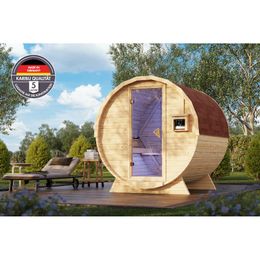 Karibu Fasssauna &raquo;1,5&laquo; verschiedene Varianten Saunaofen, externe Steuerung, 9 kW