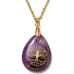 Firetti Damen Kette mit Anh&auml;nger &raquo;Schmuck Geschenk Lebensbaum&laquo; Made in Germany - mit Rosenquarz, Lapislazuli, Aventurin oder Amethyst bunt Edelstahl, 