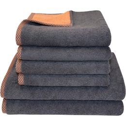 Dyckhoff Handtuch Set &raquo;Golden Shades Rhomb&laquo; Set 6 Stk. Walkfrottier 4 Handt&uuml;cher (50x100cm), 2 Duscht&uuml;cher (70x140cm) rosa Walkfrottier, Obermaterial: 100% 