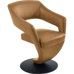 K+w Komfort & Wohnen K+W Komfort & Wohnen Drehstuhl &raquo;Kansas&laquo; () Design Leder-Drehsessel mit hohem Sitzkomfort, Drehteller in schwarz gelb B/H/T: 62cm x 87cm x 64cm, Leder 