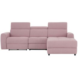 Home Affaire Ecksofa &raquo;Sentrano, L-Form,&laquo; 275 cm, man. o. elektr. Relaxfunktion und USB/Kopfverstellung rosa NaturLEDER /Kunstleder (Das Leder hat eine