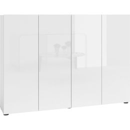 Home Affaire Schuhschrank &raquo;MISTER- Schuhregal, Made in Italy, 12 F&auml;cher, 10 Einlegeb&ouml;den&laquo; Breite 160 cm, 4 T&uuml;ren, Hochglanz Lackierung wei&szlig; FSC -