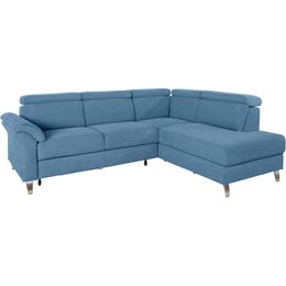 Sit & More sit&more Ecksofa &raquo;Arngast L-Form&laquo; inklusive Kopfteilverstellung und Federkern blau B/H/T: 245cm x 84cm x 194cm, Struktur weich, Ottomane rechts,mit 