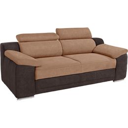 Sit & More sit&more 3-Sitzer &raquo;Xenia&laquo; braun Struktur (100% Polyester);Kunstleder SOFTLUX ;Flachgewebe (100% Polyester) B/H/T: 200cm x 94cm x 96cm, Luxus-