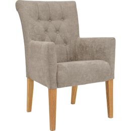 Home Affaire Esszimmerstuhl &raquo;King&laquo; () Armlehnstuhl mit Knopfheftung, Polsterstuhl braun Polyester B/H/T: 60cm x 92cm x 65cm, Feinstruktur