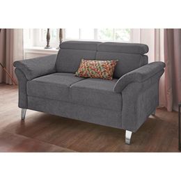 Sit & More sit&more 2-Sitzer &raquo;Arngast&laquo; inklusive Federkern und Kopfteilverstellung grau B/H/T: 156cm x 84cm x 93cm, Luxus-Microfaser, R&uuml;ckseitemit Stoff bezogen
