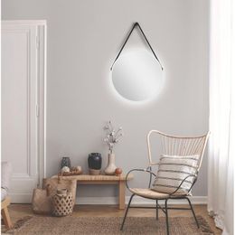 Talos LED-Lichtspiegel rund, mit indirekter LED Beleuchtung, matt &Oslash; 50 cm wei&szlig; &Oslash; 50cm, Lederoptik