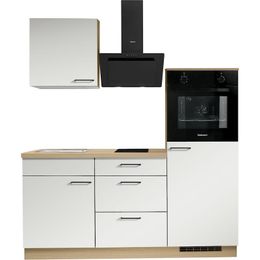 KOCHSTATION K&uuml;chenzeile &raquo;KS-Solmera&laquo; Breite 180cm, vormontiert, wahlweise mit E-Ger&auml;ten wei&szlig; B/H/T: 180cm x 207cm x 60cm, ohne E-Ger&auml;te, Sp&uuml;lenschrank