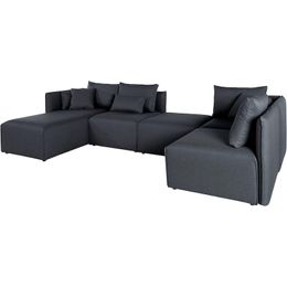 OTTO home Wohnlandschaft &raquo;N&ouml;re U-Form&laquo; 5 Teile, in vielen Bezugsqualit&auml;ten und Farben s. auch "N&ouml;re" grau Struktur fein (100% Polyester);Struktur (100