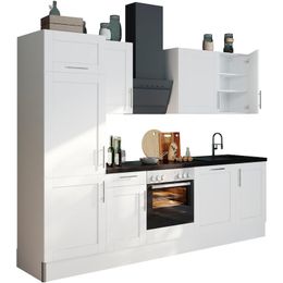 Optifit K&uuml;che &raquo;Ahus&laquo; 280 cm breit,wahlweise mit E-Ger&auml;ten,MDF Fronten, Soft Close Funktion schwarz-wei&szlig; B/H/T: 280cm x 211,8cm x 60cm, ohne E-Ger&auml;te