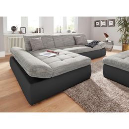 DOMO collection Ecksofa &raquo;PB MORIC wahlweise mit Bettfunktion + Armteilverstellung, L-Form&laquo; im XXL-Format, B/T/H:300/172/80 cm, feine Steppung schwarz 