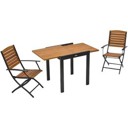 Merxx Balkonset &raquo;Santorin&laquo; 3 Stk. tlg. grau Aluminium, Massivholz Einheitsgr&ouml;&szlig;e