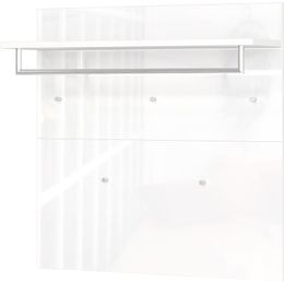 Germania Garderobenpaneel &raquo;Oakland mit Glasfront&laquo; Breite: 97 cm, mit Ablageboden, Stange und Haken aus Metall wei&szlig; Glas, Metall B/H/T: 96,6cm x 96cm x