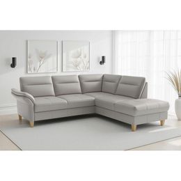 Sit & More sit&more Ecksofa &raquo;Pamela L-Form, Leder, B: 218 cm&laquo; optional Armteilverstellung, Schlaffunktion & Bettkasten grau B/H/T: 218cm x 90cm x 212cm, 