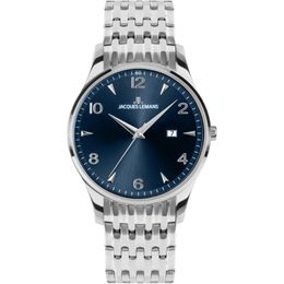 Jacques Lemans Herren Quarzuhr &raquo;London&laquo; Armbanduhr, Herrenuhr, Edelstahlarmband, analog, Tag blau Einheitsgr&ouml;&szlig;e