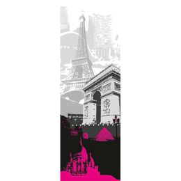 ARCHITECTS PAPER Fototapete &raquo;Paris&laquo; Grafik Tapete Stadt paris Grau Pink Panel 1,00m x 2,80m lila Vlies B/L: 1m x 2,8m