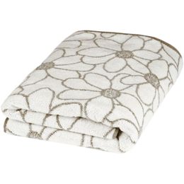 Ross Badetuch &raquo;Bl&uuml;tenfond&laquo; aus feinster Mako-Baumwolle beige Frottier, Obermaterial: 100% Baumwolle B/L: 75cmx140cm, 1 Stk., Blumen, Frottier