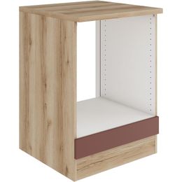 Optifit Herdumbauschrank &raquo;Bella&laquo; Breite 60 cm, Nischenma&szlig;e B/T/H 56,7/55,5/59,5 cm rot Holzwerkstoff wildeiche, B/H/T: 60cm x 84,8cm x 60cm