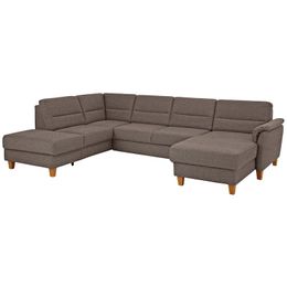 Home Affaire Wohnlandschaft &raquo;Palmera U-Form, B: 308 cm&laquo; optional Schlaffunktion & Bettkasten, Federkern braun 100% Polyester;Struktur (100% Polyester)