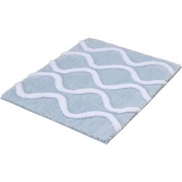 Kleine Wolke Badematte &raquo;Piana, Badvorleger, Badezimmer Teppich&laquo; H&ouml;he 23 mm rutschhemmend beschichtet fu&szlig;bodenheizungsgeeignet Badteppich, modernes Wellen 3D-Design