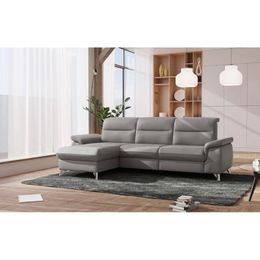 Sit & More sit&more Ecksofa &raquo;Astoria L-Form&laquo; wahlweise mit motorischer Relaxfunktion grau 100% Polyester B/H/T: 260cm x 91cm x 175cm, Luxus-Microfaser ALTARA 