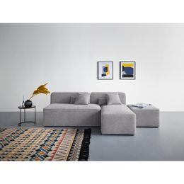 Home Affaire Ecksofa &raquo;Sundstrup L-Form&laquo; Modulserie, individuelle Zusammenstellung grau 100% Polyester B/H/T: 220cm x 76,5cm x 153cm, Struktur weich, 