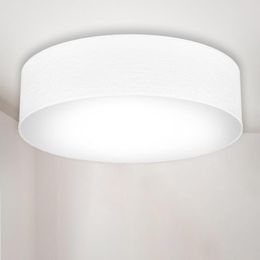B.K.LICHT LED Deckenleuchte E27 1 Stk. Warmwei&szlig; Deckenlampe, Textil Lampenschirm, E27, Schlafzimmer, Wohnzimmer wei&szlig; 2, &Oslash; 38cm H: 10cm, 1 Stk.