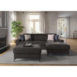 Sit & More sit&more Ecksofa &raquo;Scarlett L-Form&laquo; inklusive Kopfteilverstellung, optional Schlaffunktion & Bettkasten grau B/H/T: 258cm x 172cm, Luxus-Microfaser, 
