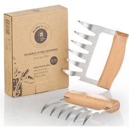 Fleischgabel &raquo;Buddy ́s BBQ&laquo; Pulled Prok Krallen aus Edelstahl mit Griffen aus Buchenholz braun Buchenholz, Edelstahl Einheitsgr&ouml;&szlig;e