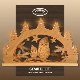 Weigla LED Schwibbogen &raquo;Wintereule im Tannenwald, Lichterbogen aus Holz, NATUR&laquo; beige Holzwerkstoff B/H/T: 52cm x 32cm x 4,5cm