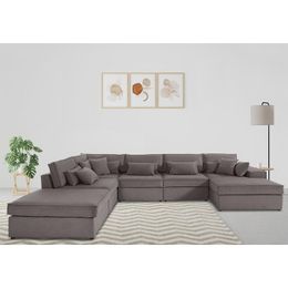 OTTO home Wohnlandschaft &raquo;Florid U-Form&laquo; 6 Teile, bestehend aus Modulen, viele Bezugsqualit&auml;ten, auch in Cord grau Baumwollmix (60% Baumwolle/40% 