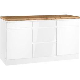 KOCHSTATION Unterschrank &raquo;KS-Virginia,neu in verbesserter Ausf&uuml;hrung&laquo; Breite 150 cm, 2 T&uuml;ren, 3 Schubk&auml;sten, 2 Ausz&uuml;ge wei&szlig; MDF wei&szlig;, B/H/T: 150cm x 