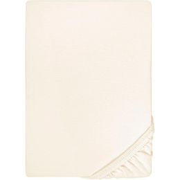 Biberna Spannbettlaken &raquo;Marc&laquo; aus Baumwolle, f&uuml;r Matratzen bis 22 cm H&ouml;he, Bettlaken, Spannbetttuch beige Jersey, Obermaterial: 100% Baumwolle B/L: 200cm, 1 